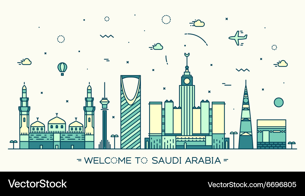 Skyline saudi arabia trendy linear style Vector Image