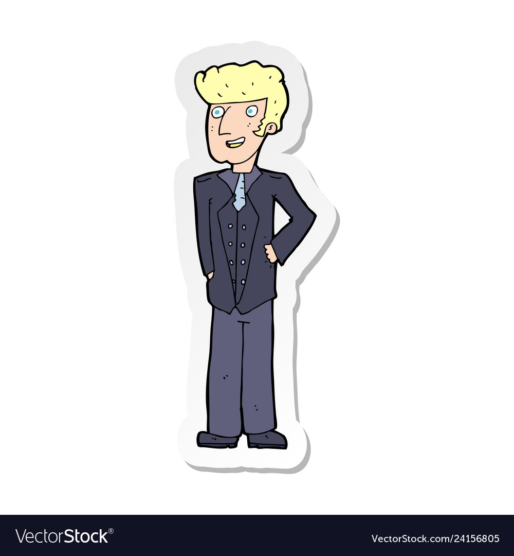 Sticker Of A Cartoon Upperclass Man Royalty Free Vector