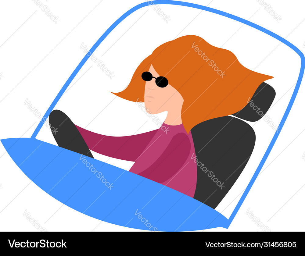 Woman driving car on white background Royalty Free Vector