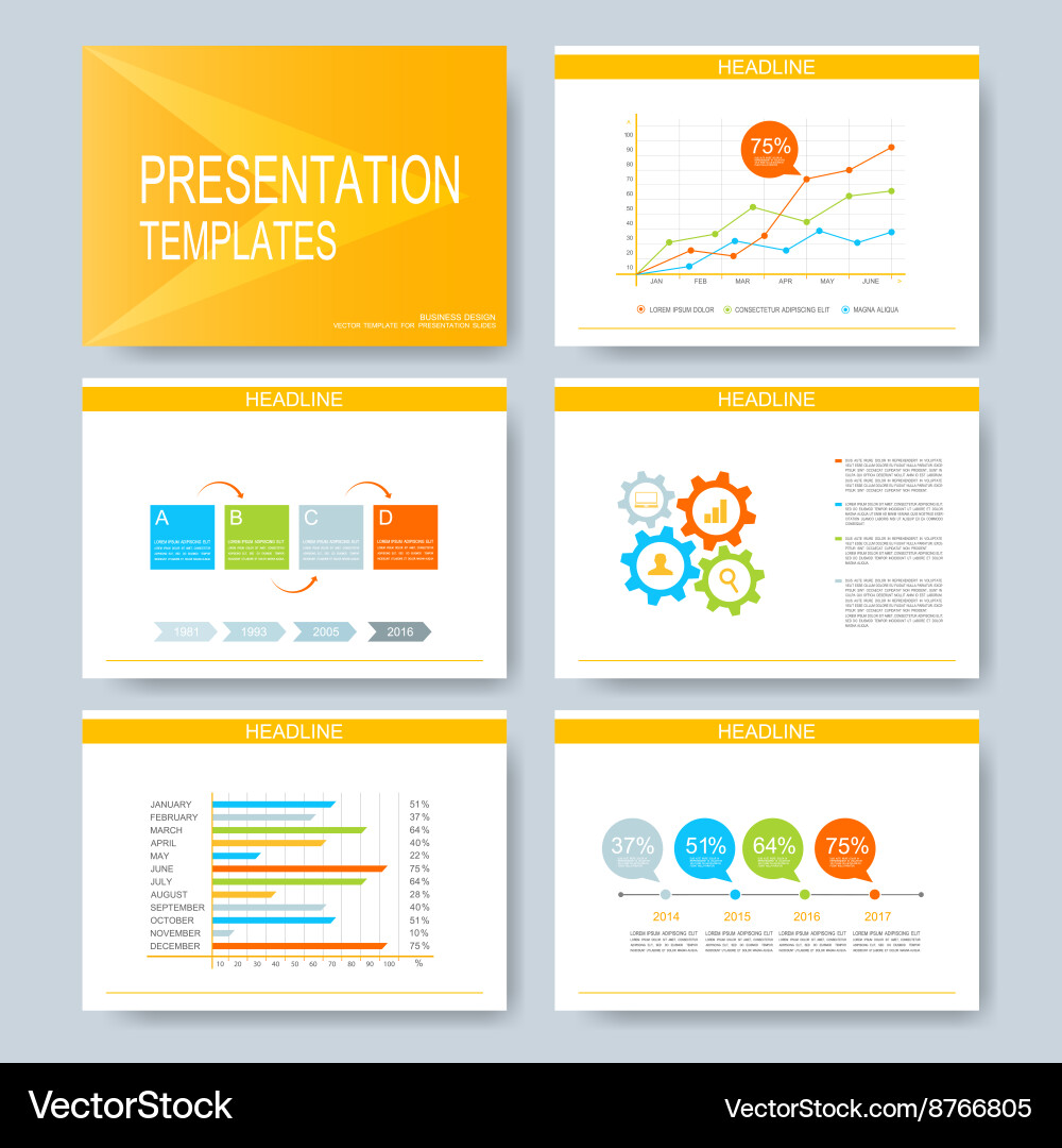 Yellow set of templates for multipurpose Vector Image