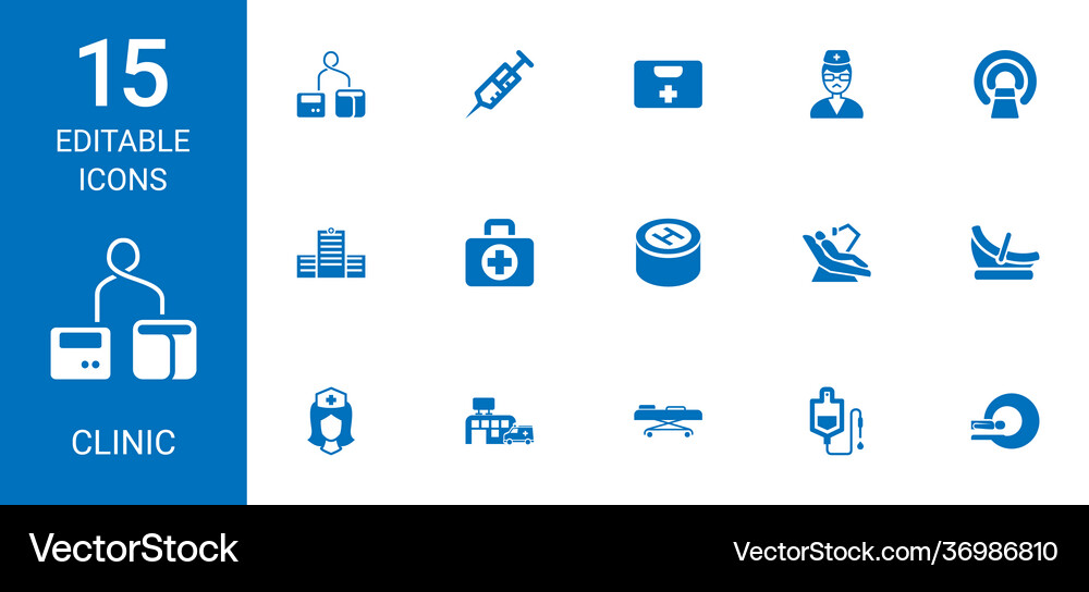 15 clinic icons Royalty Free Vector Image - VectorStock