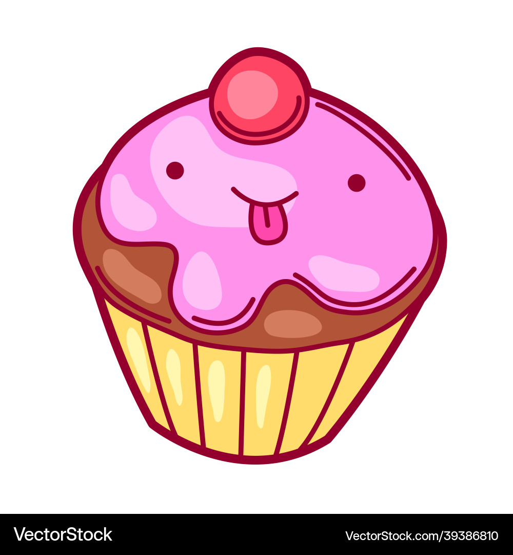 Cupcake in cartoon style cute Royalty Free Vector Image