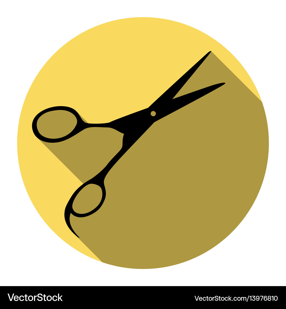 Hair cutting scissors sign flat black Royalty Free Vector
