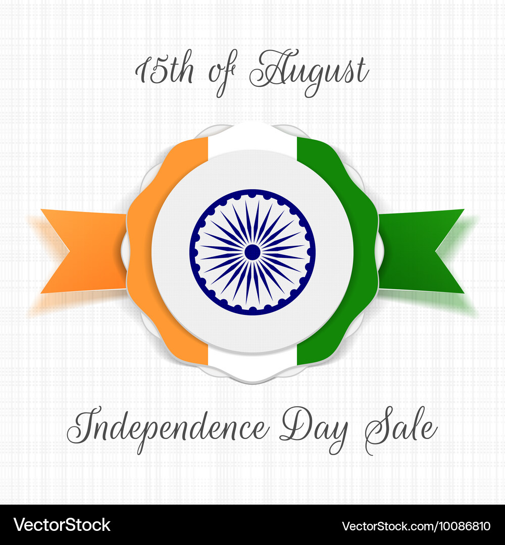 India independence day label with ribbon Vector Image