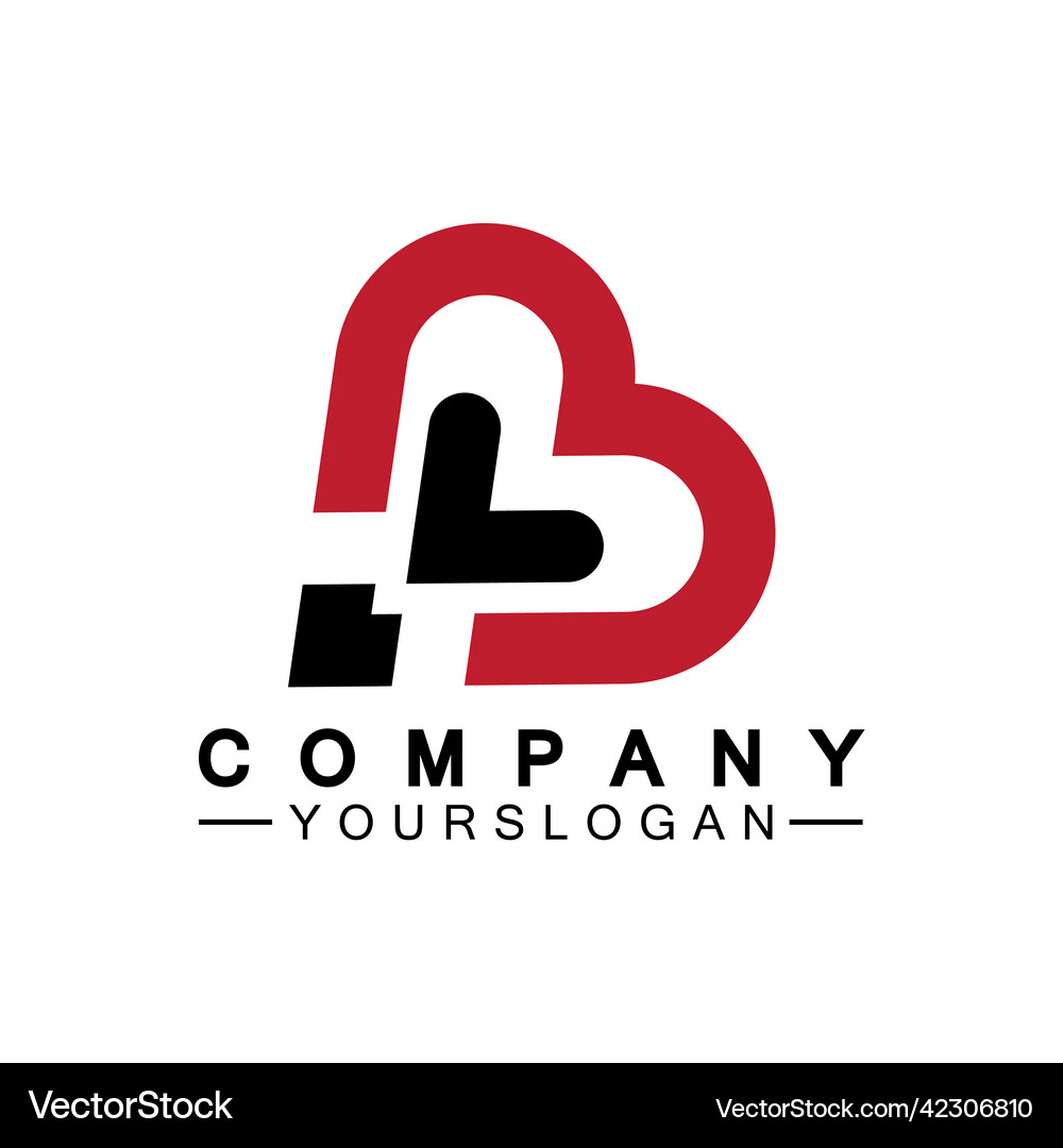 Initial letter b love heart logo design Royalty Free Vector