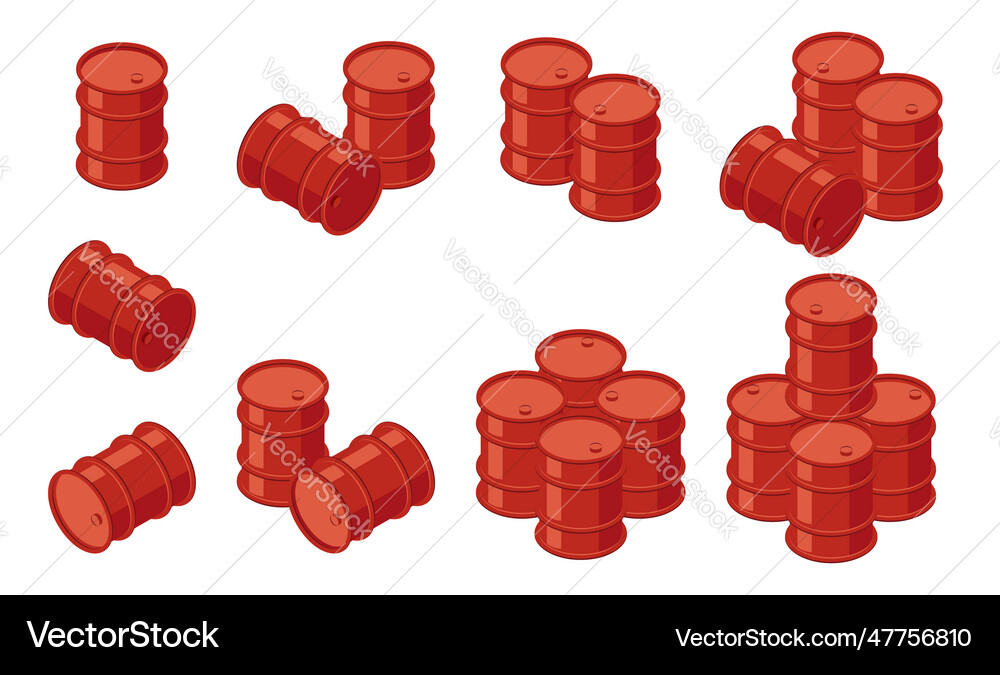 Isometric barrels 3d icons in flat style Vector Image