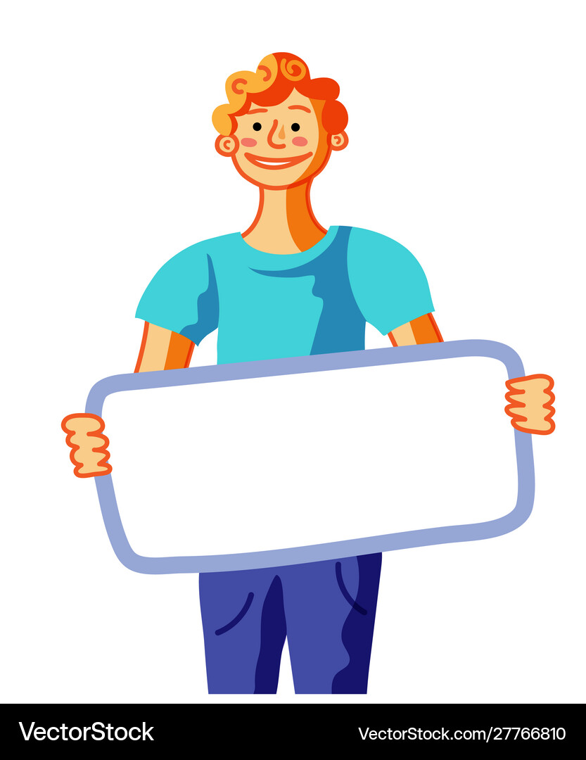 Man holding placard cartoon Royalty Free Vector Image