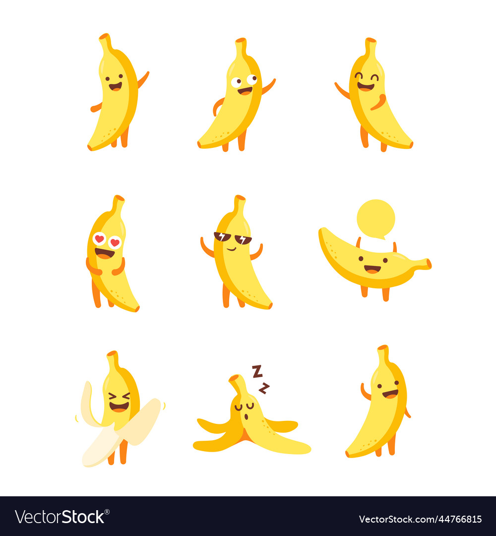 Banana cartoon character Royalty Free Vector Image
