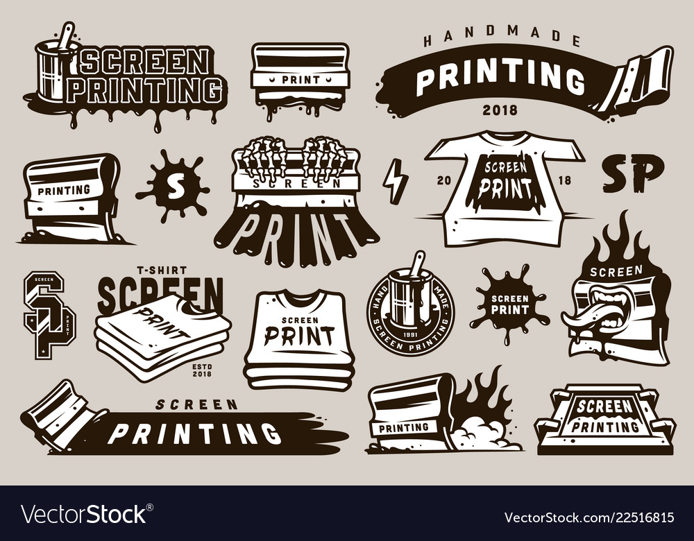 Big collection screen printing elements Royalty Free Vector Big collection screen printing elements Royalty Free Vector