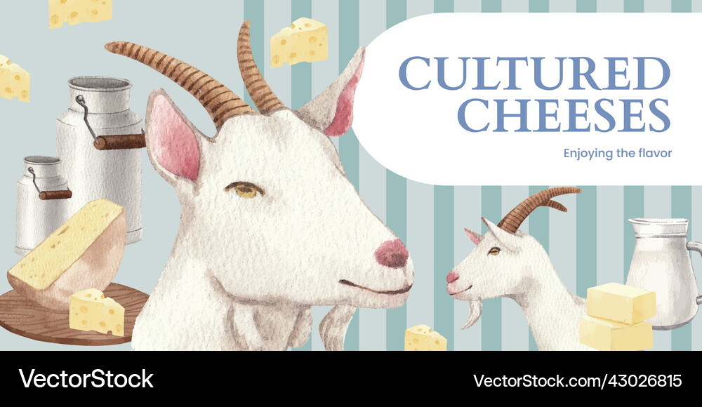 Blog header template with goat milk and cheese Vector Image
