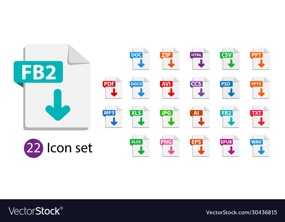 Collection icons file format extensions Royalty Free Vector