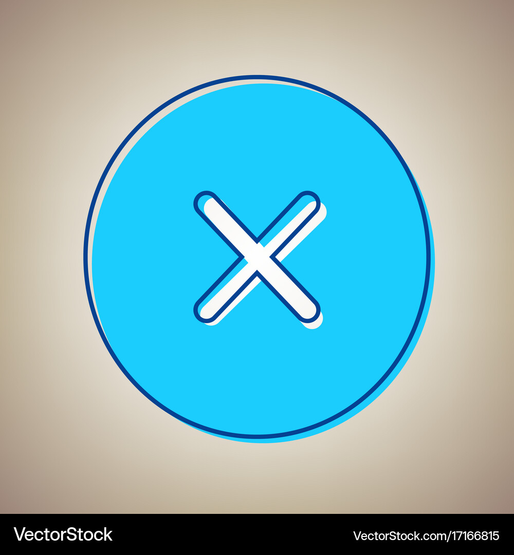 Cross sign sky blue icon Royalty Free Vector Image