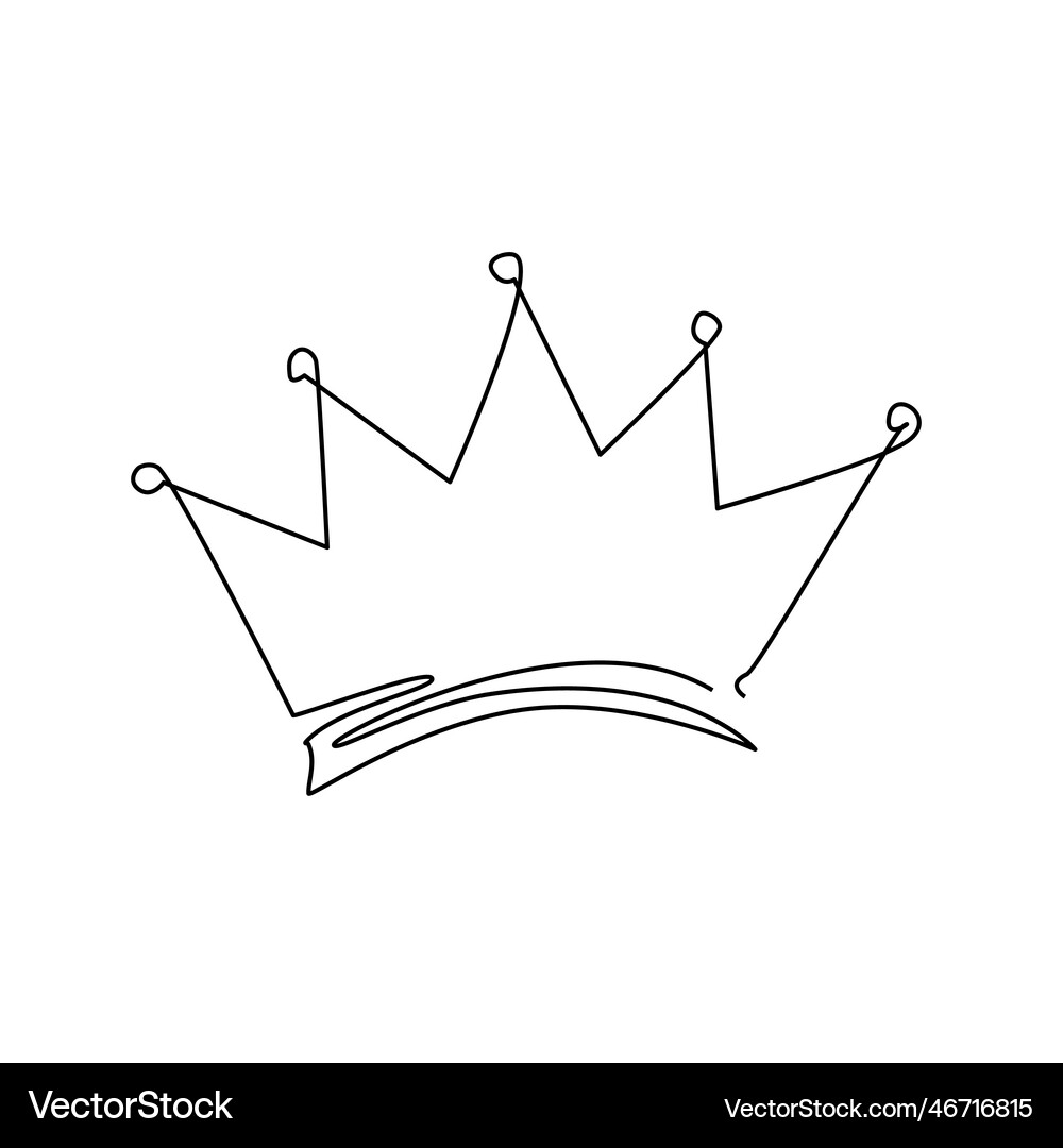 Crown in continuous line style one line drawing Vector Image