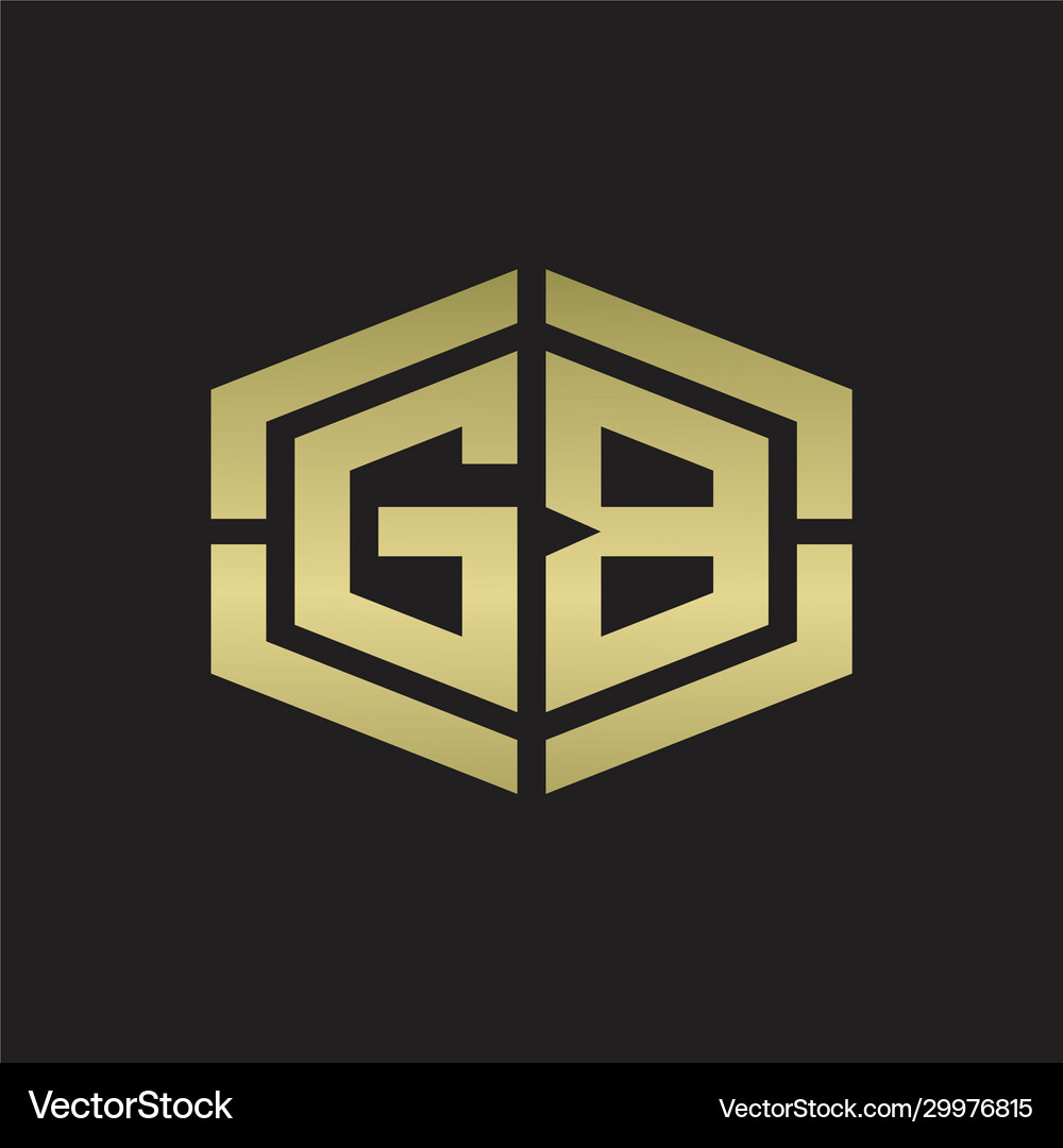Gb logo monogram with hexagon shape and piece Vector Image