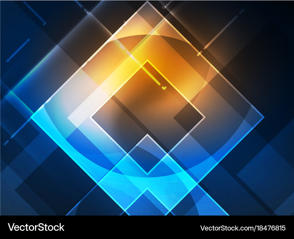 Glowing squares in the dark digital abstract Vector Image