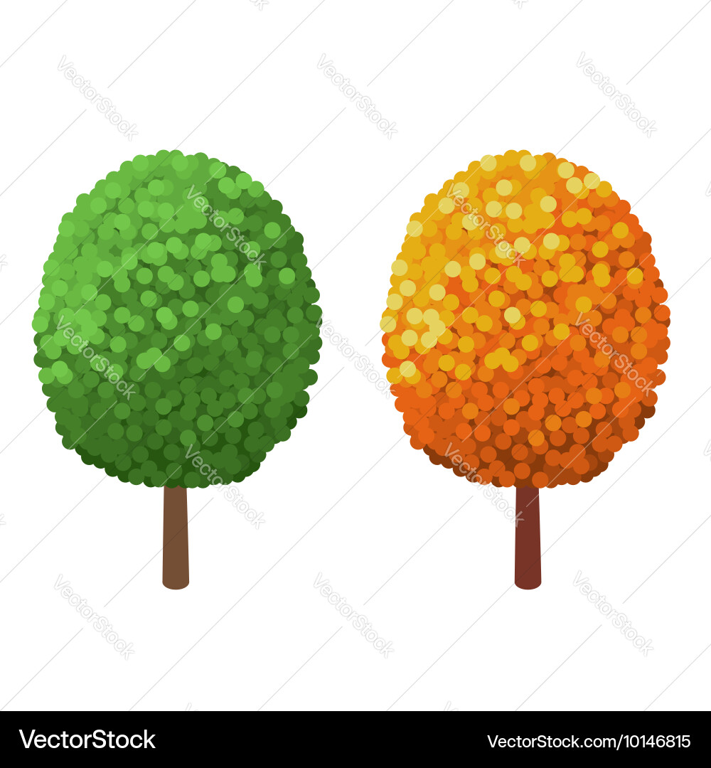 Green tree and yellow tree isolated on a white Vector Image