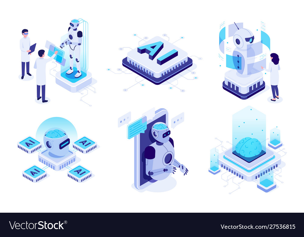 Isometric artificial intelligence digital brain Vector Image
