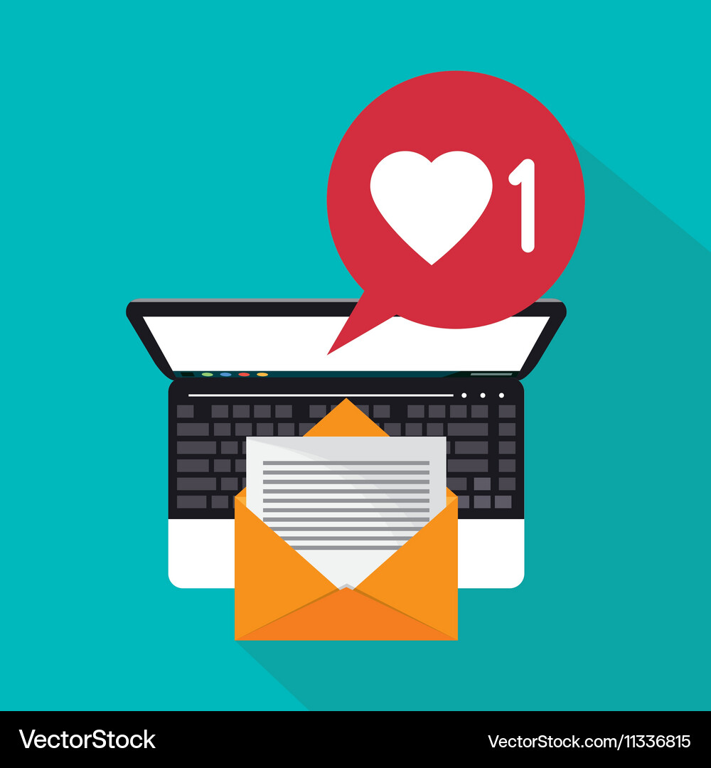 Laptop and envelope of mail concept Royalty Free Vector