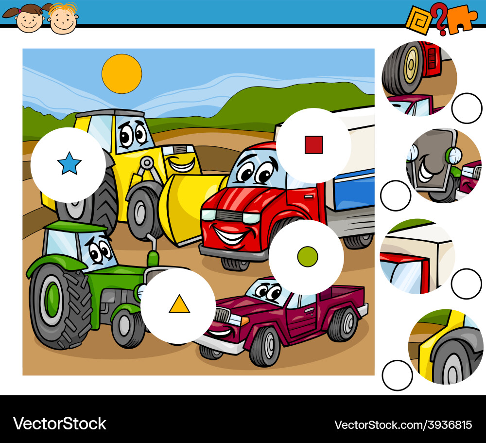 Match pieces game cartoon Royalty Free Vector Image