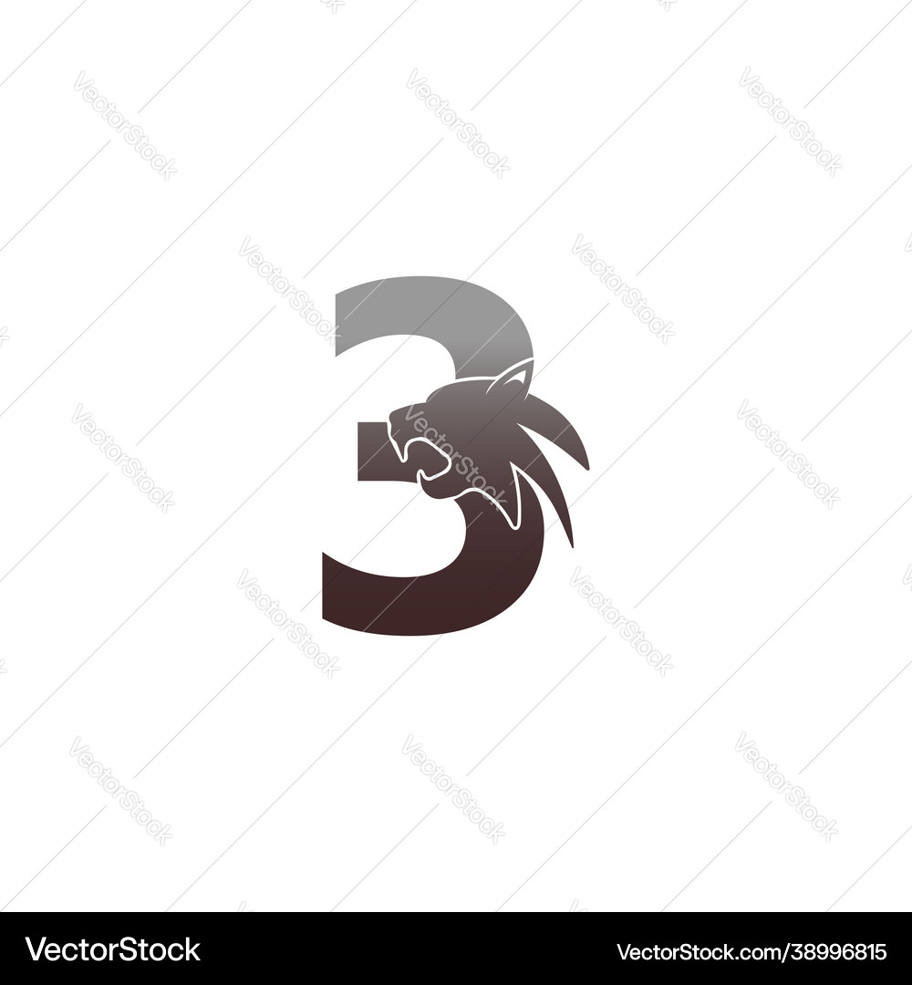 Number 3 with panther head icon logo Royalty Free Vector