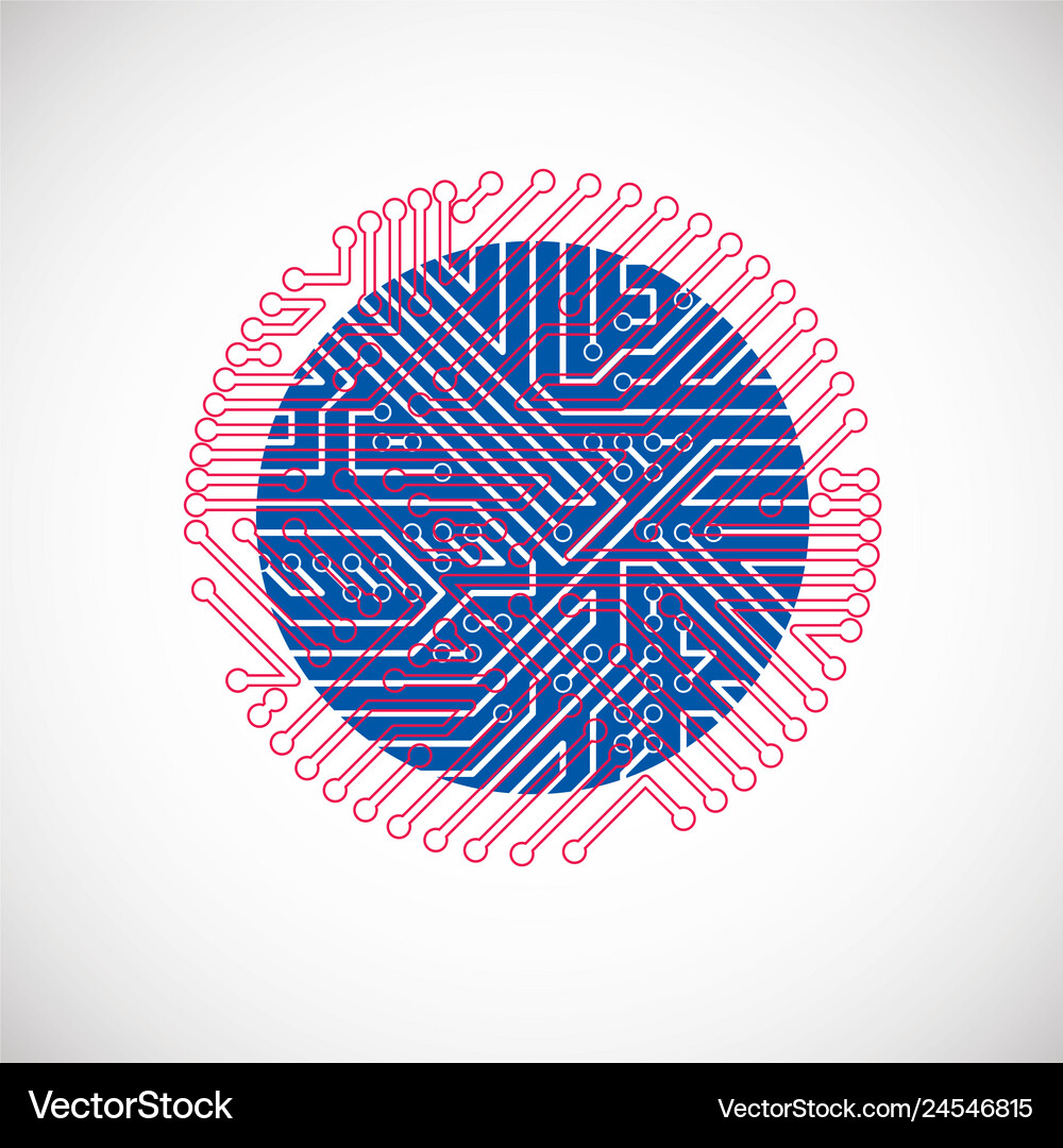 Round circuit board with electronic components of Vector Image