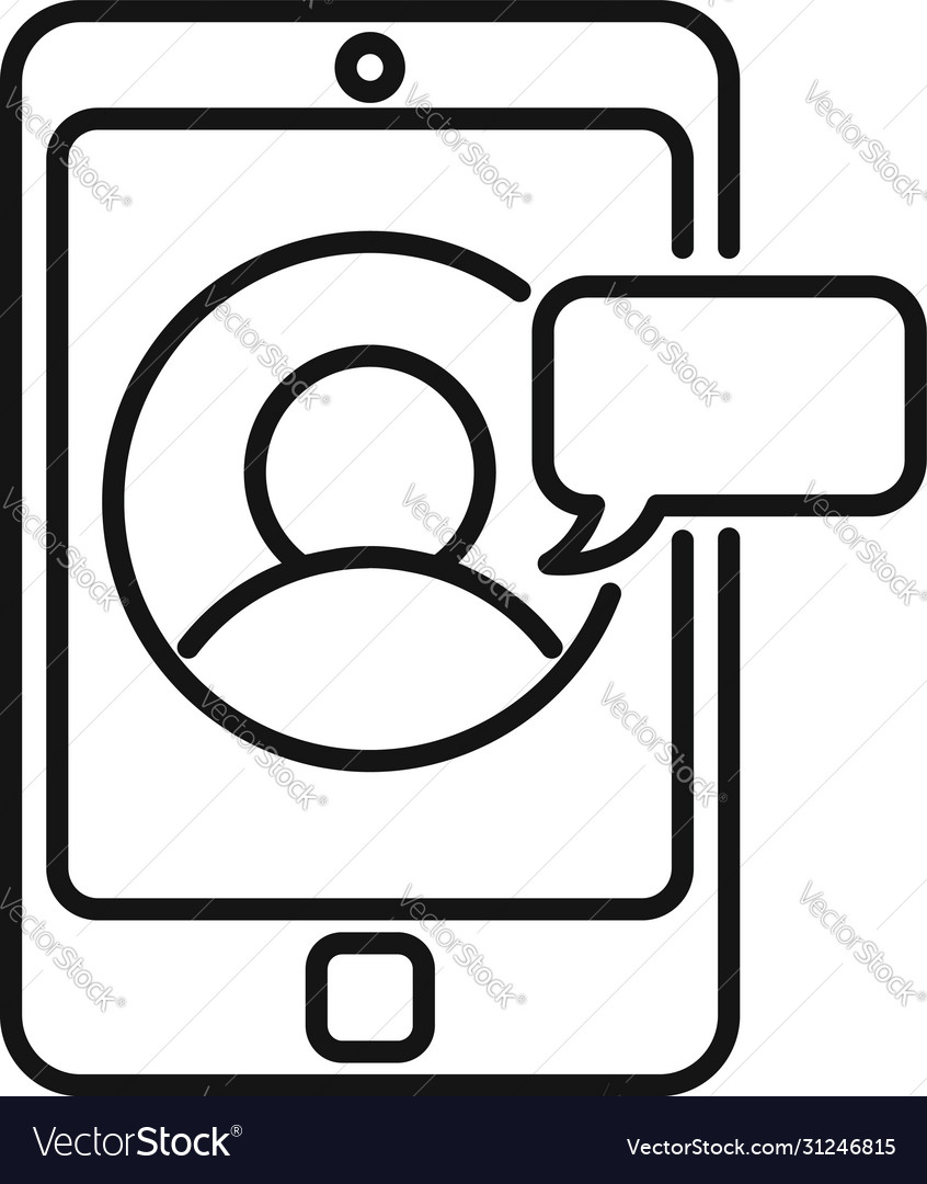 Smartphone chat center icon outline style Vector Image