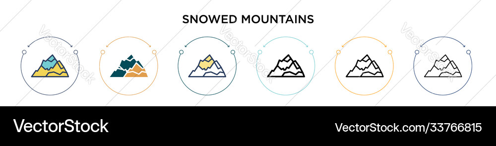 Snowed mountains icon in filled thin line outline Vector Image
