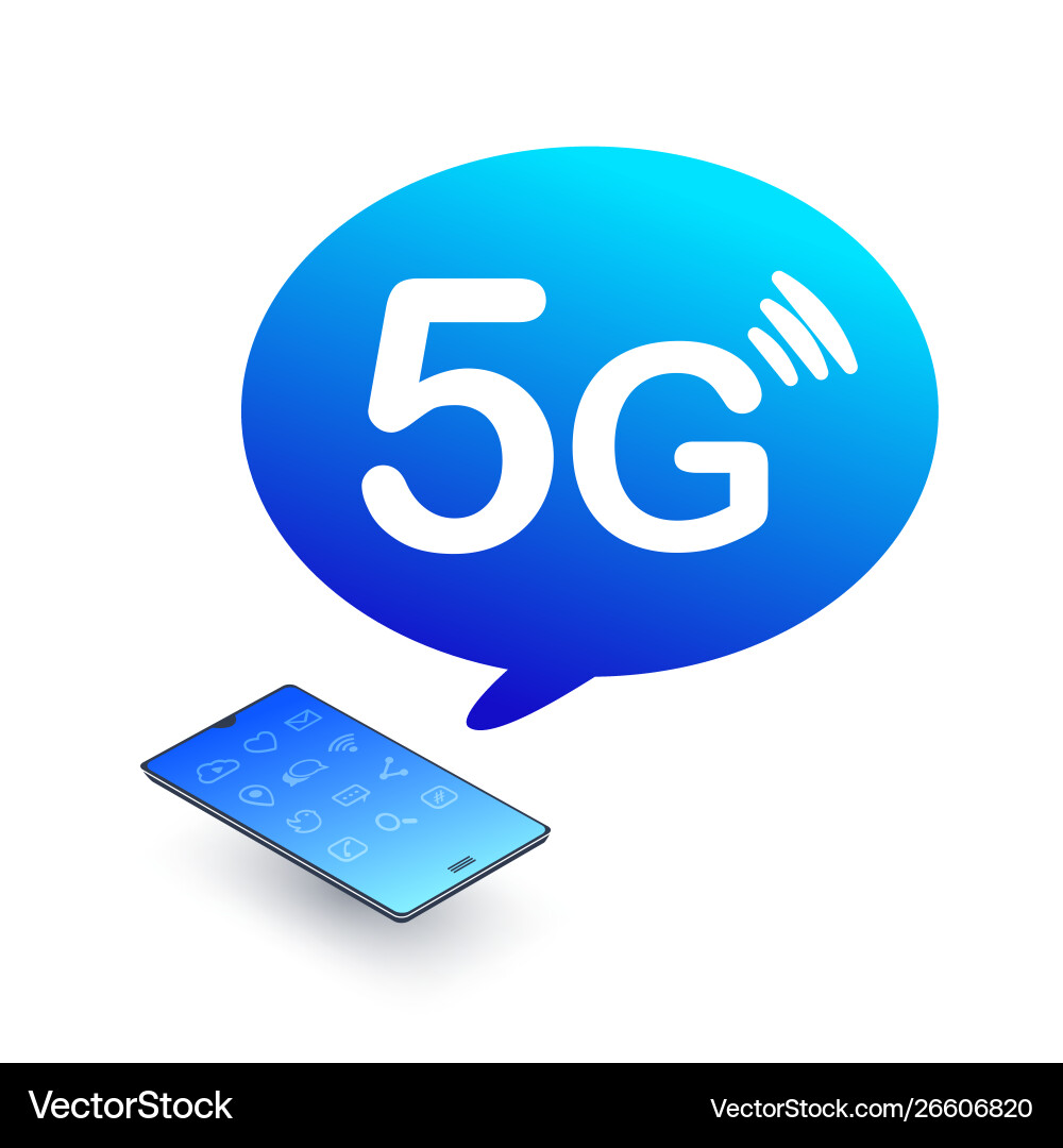 5g phone smartphone with 5g icon in speech bubble Vector Image