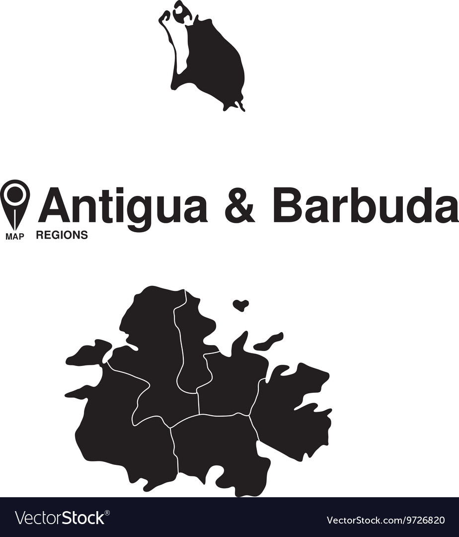 Antigua and barbuda map regions Royalty Free Vector Image