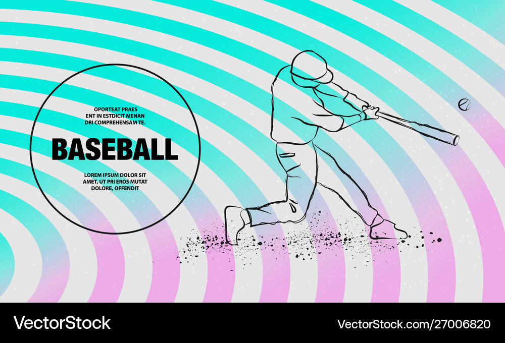 Baseball player hit ball outline soccer Royalty Free Vector