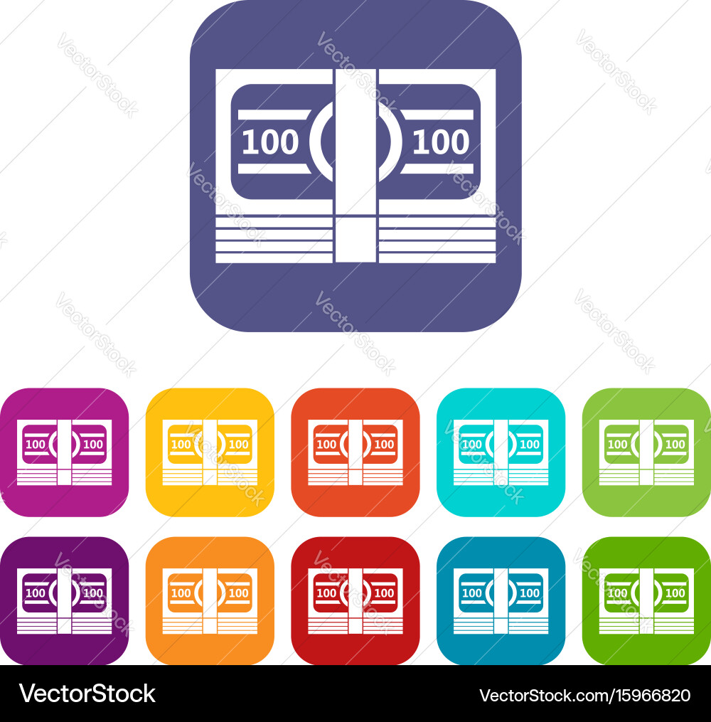 Bundle of money icons set Royalty Free Vector Image
