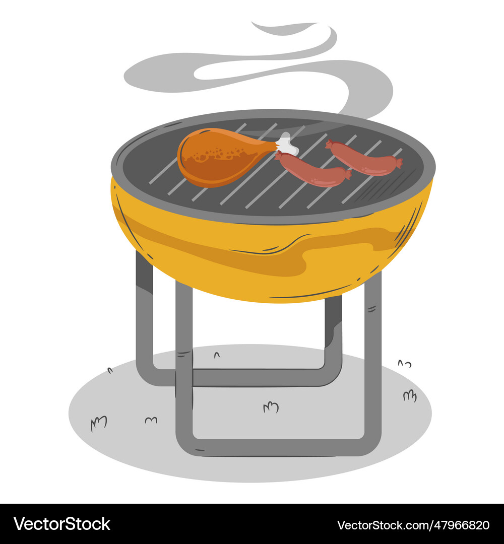Chicken drumstick sausage bbq grill Royalty Free Vector