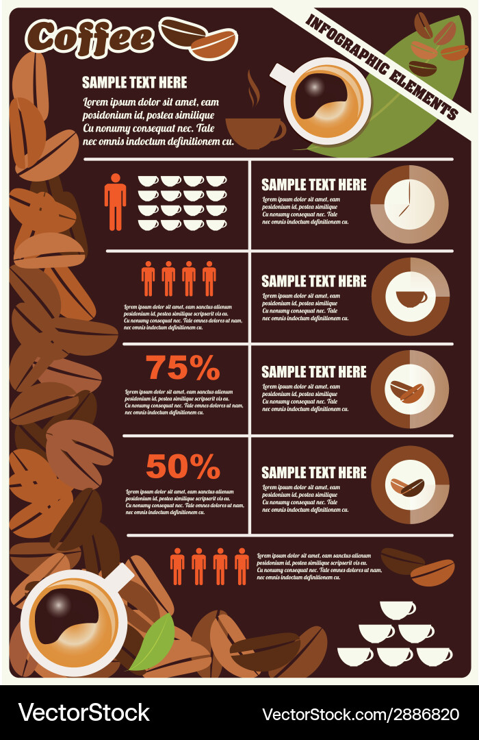 Collection coffee infographics elements Royalty Free Vector