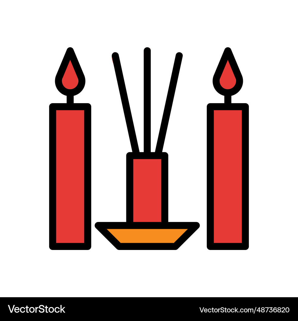 Incense icon colored outline red orange colour Vector Image