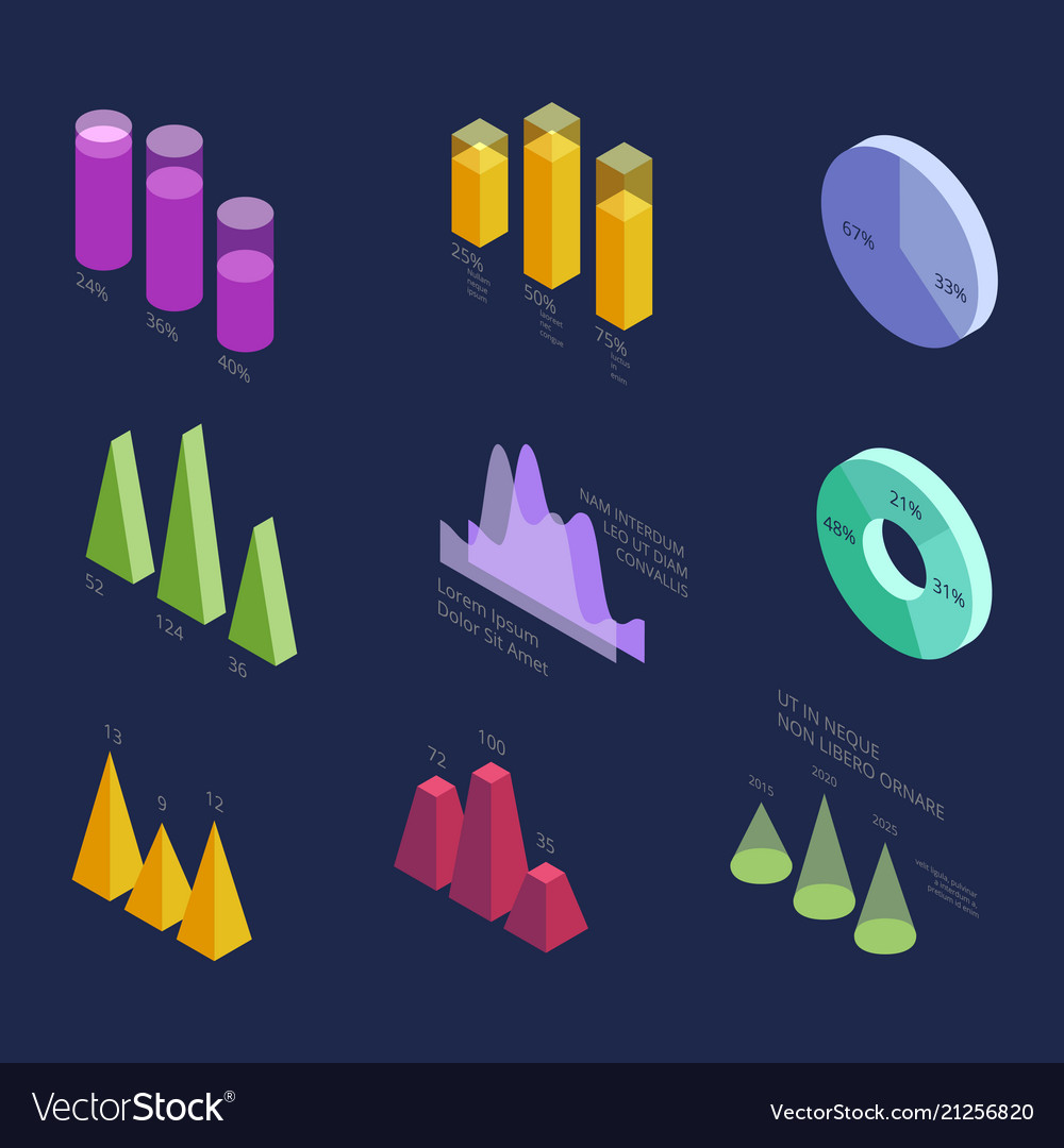 Isometric 3d business statistics data charts Vector Image