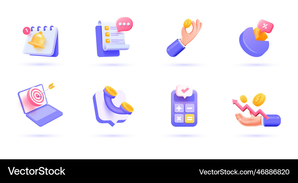 Modern 3d business icons Royalty Free Vector Image