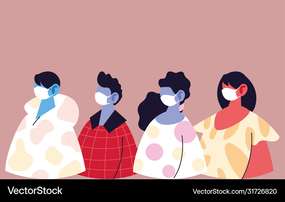People cartoons with masks design Royalty Free Vector Image