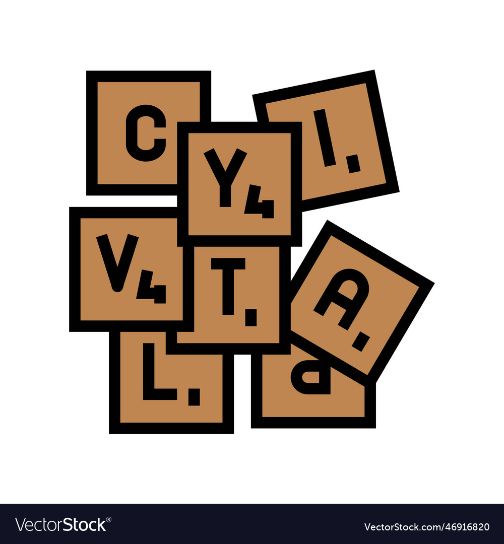 Scrabble Tiles Board Table Color Icon Royalty Free Vector
