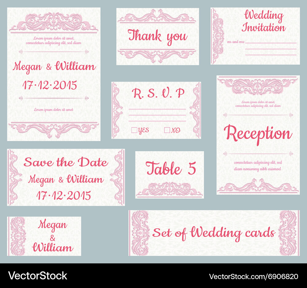 Set of wedding cards Royalty Free Vector Image