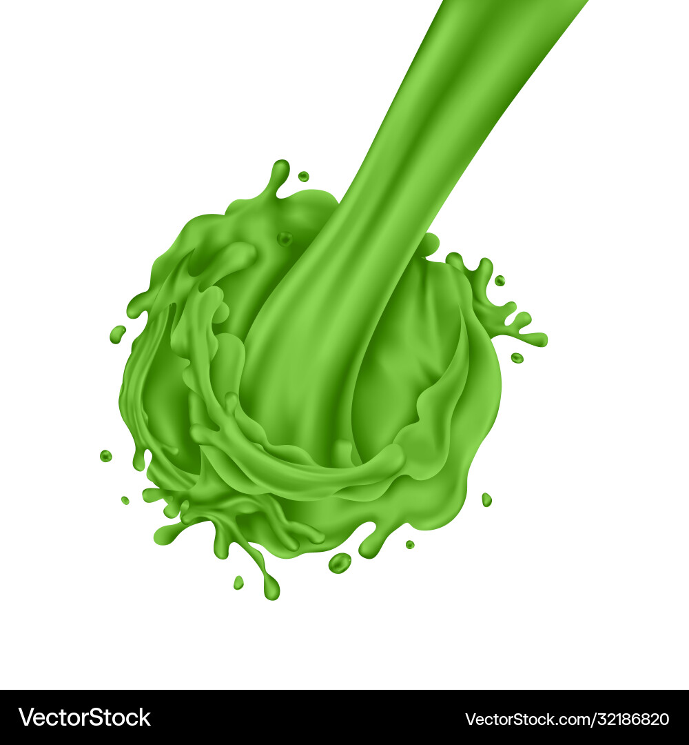 Stream pouring green juice on a white Royalty Free Vector
