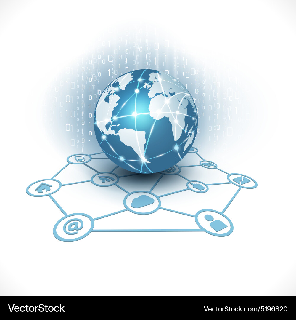 World with media network symbol for communication Vector Image