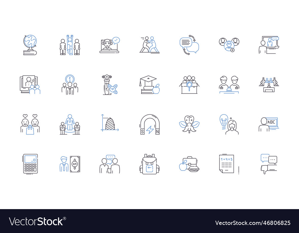 Courses and modules line icons collection Vector Image