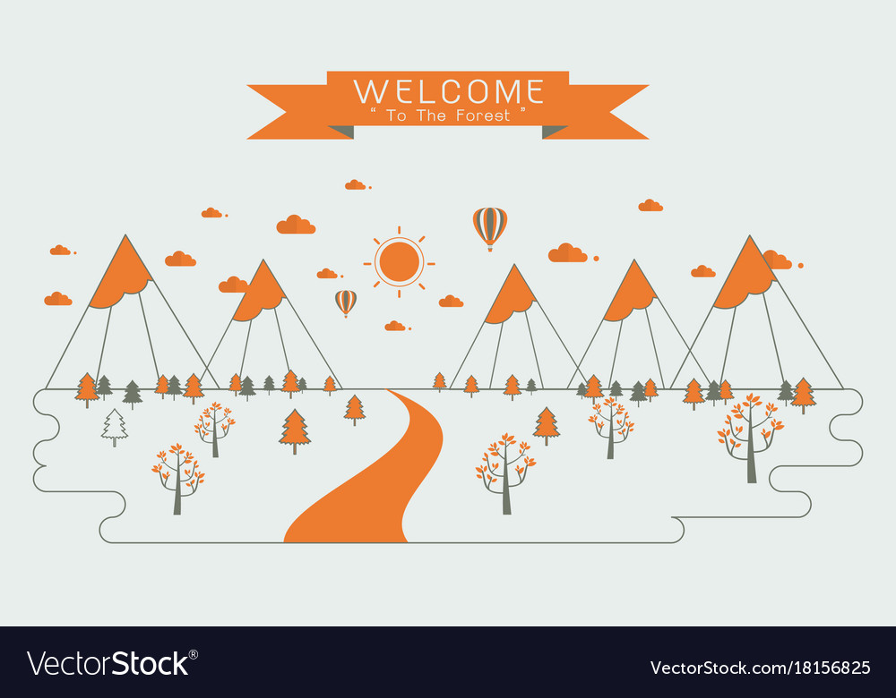 Flat linear landscape Royalty Free Vector Image