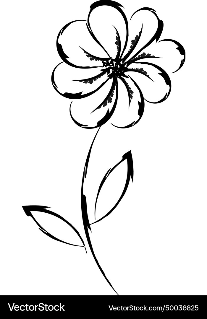 Flower drawing for print or use as poster Vector Image