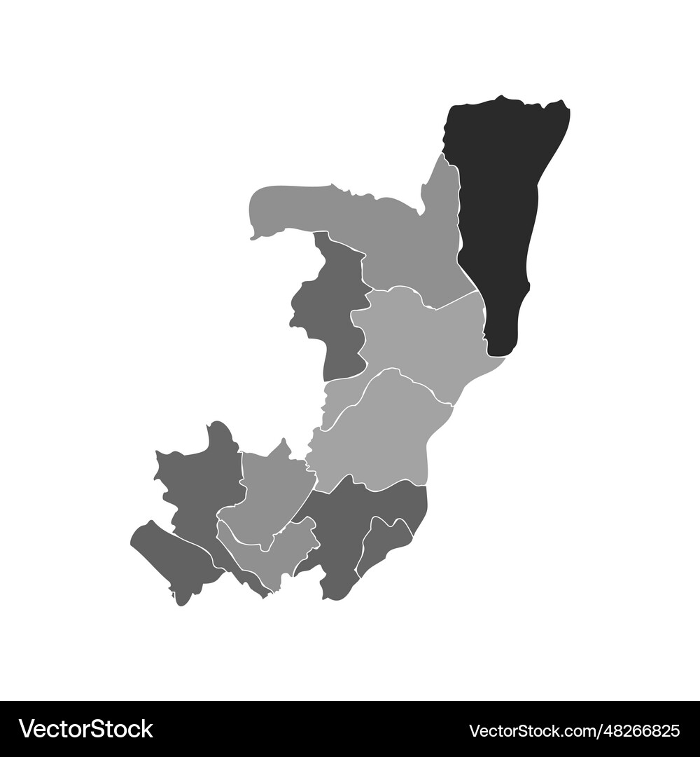 Gray divided map of republic the congo Royalty Free Vector