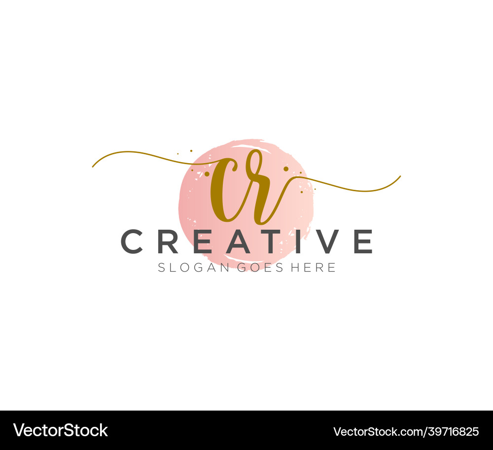 Initial cr feminine logo beauty monogram Vector Image