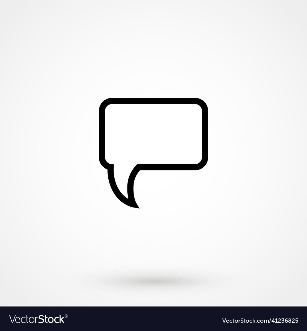 Isolated dark gray icon for rectangular speech Vector Image
