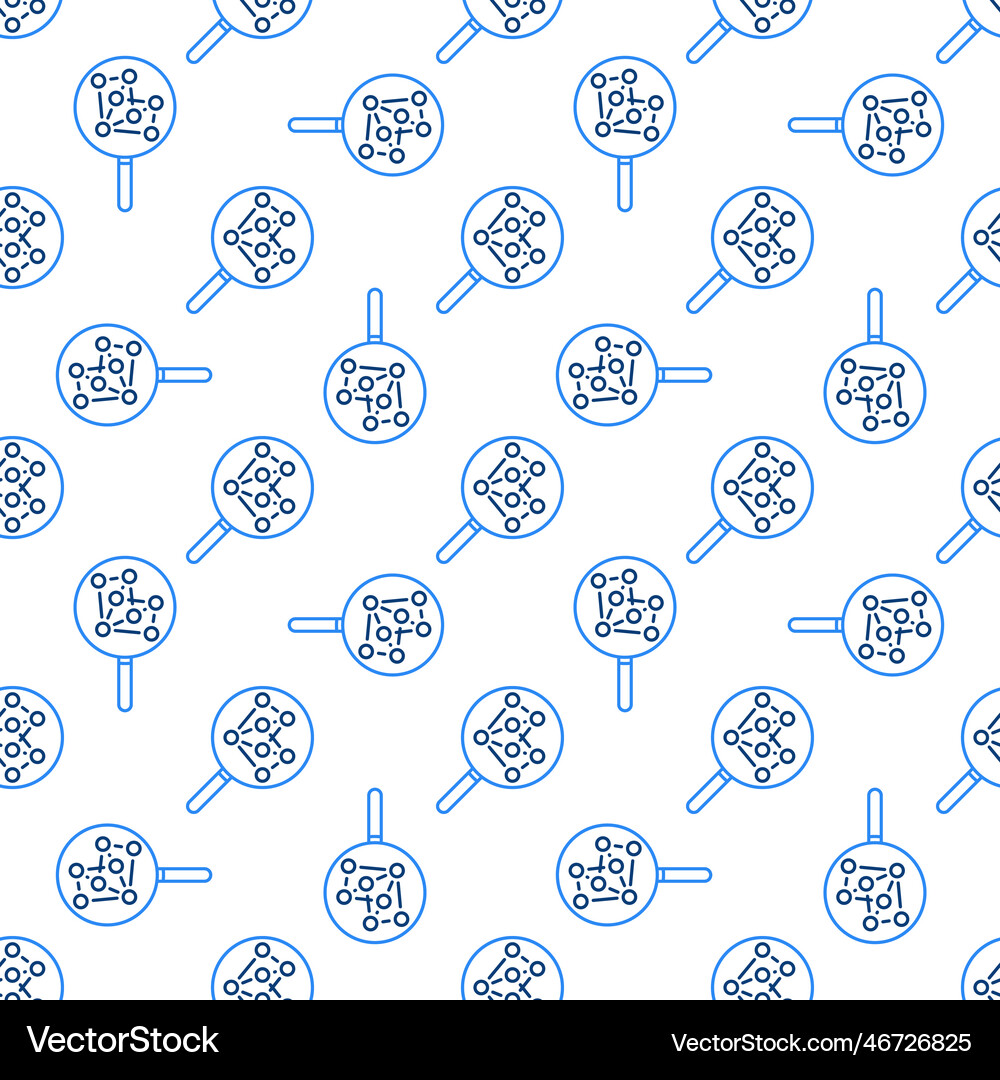 Magnifying glass with neural network concept line Vector Image