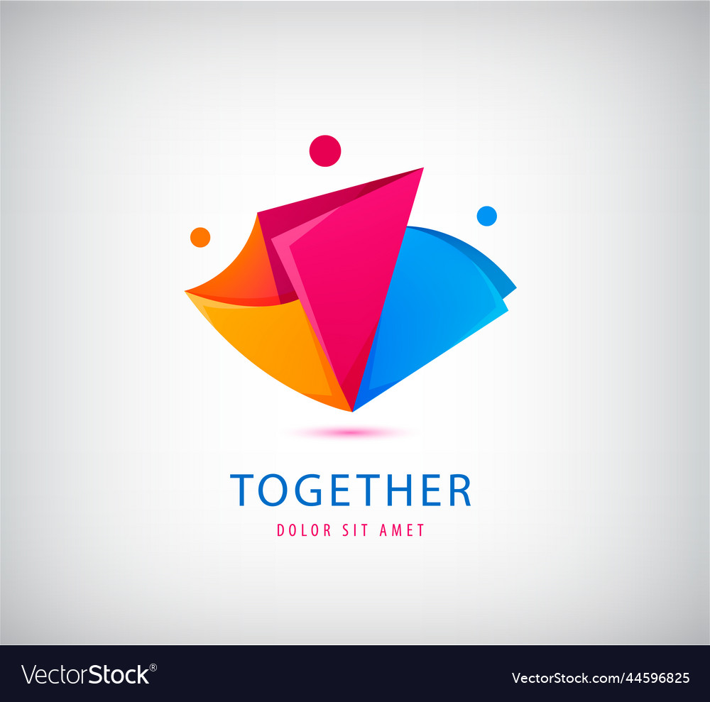 Men people group family origami logo Royalty Free Vector Men people group family origami logo Royalty Free Vector