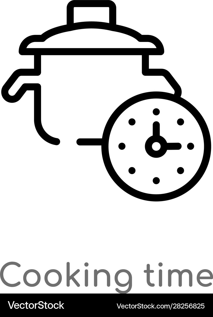Outline cooking time icon isolated black simple Vector Image